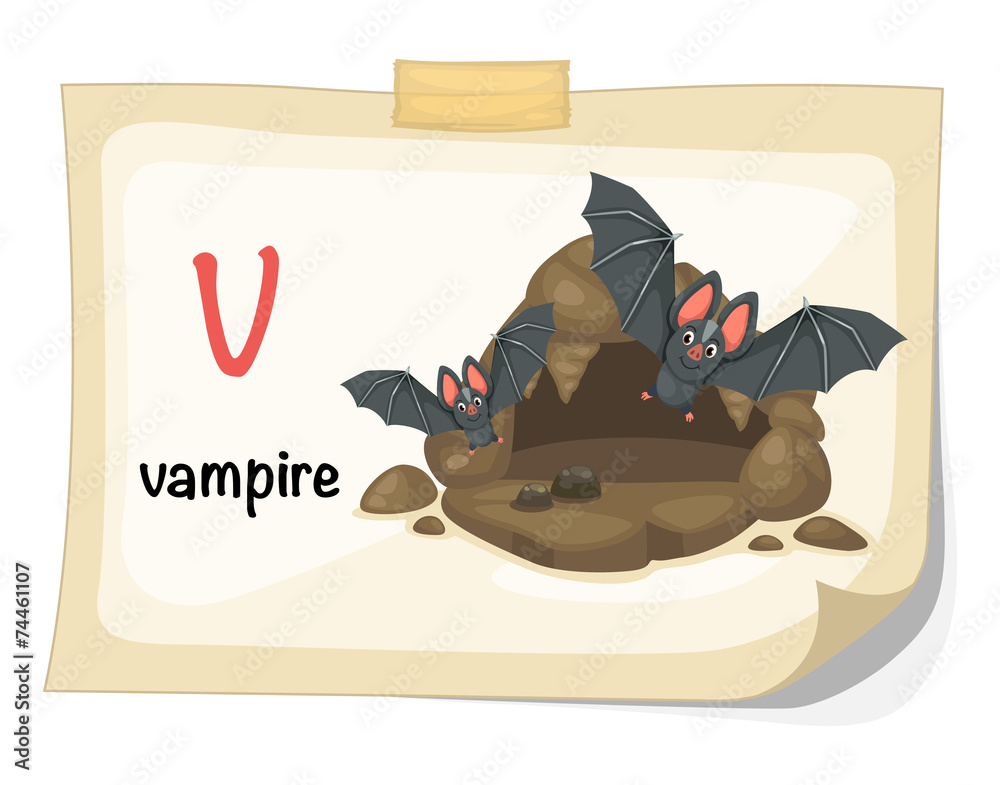 animal alphabet letter V for vampire illustration vector Stock Vector ...