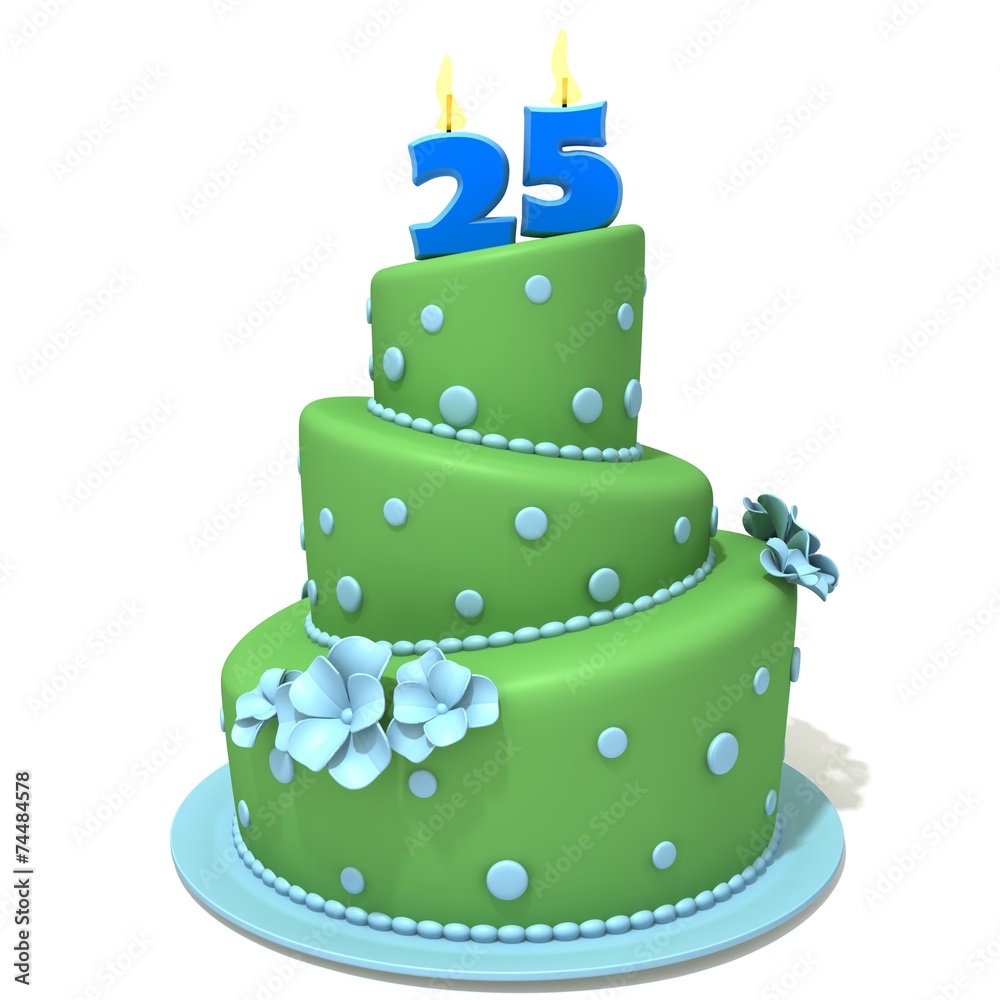 Birthday cake with number twenty five Stock Illustration | Adobe Stock