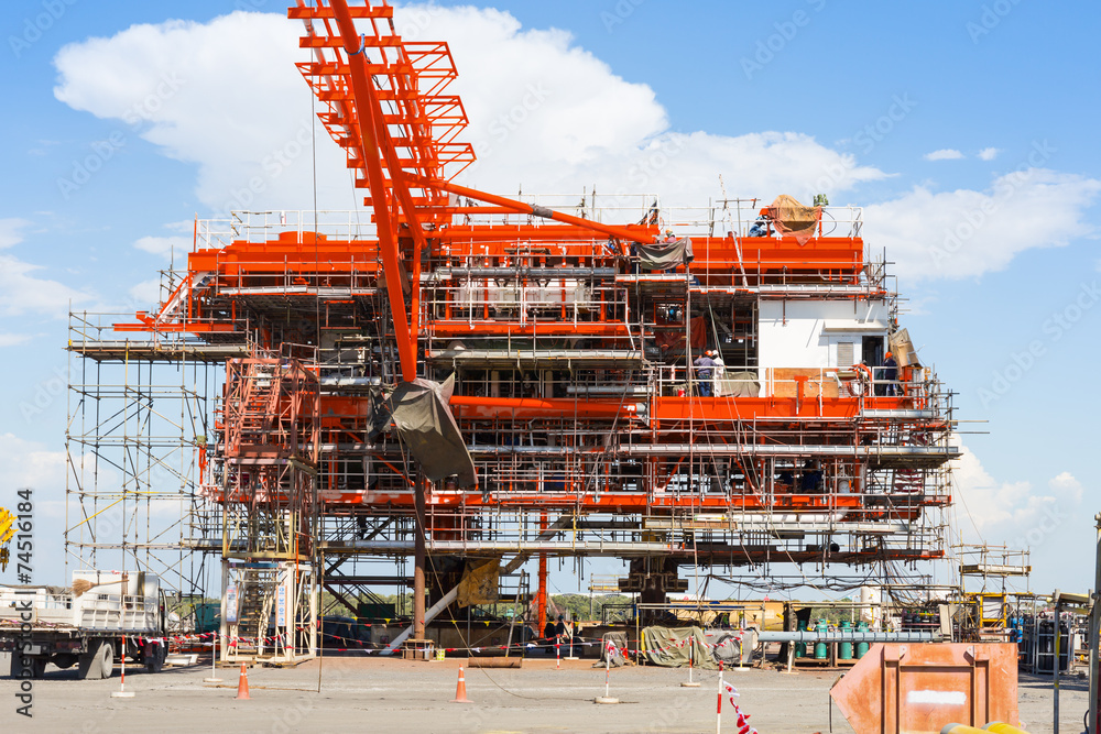 Oil rig, offshore drilling rig construction. May called oil platform ...