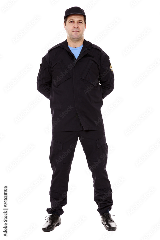 security guard full body isolated on white background Stock Photo ...