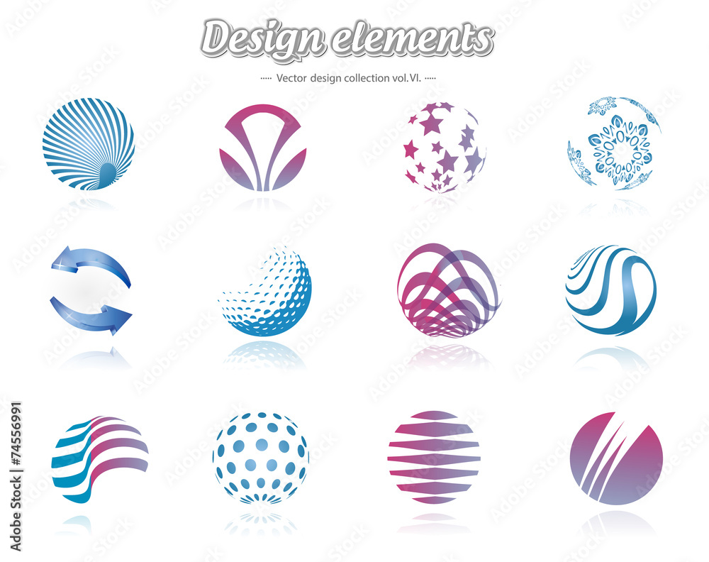 Color design elements set, isolated, vector illustration Stock Vector ...