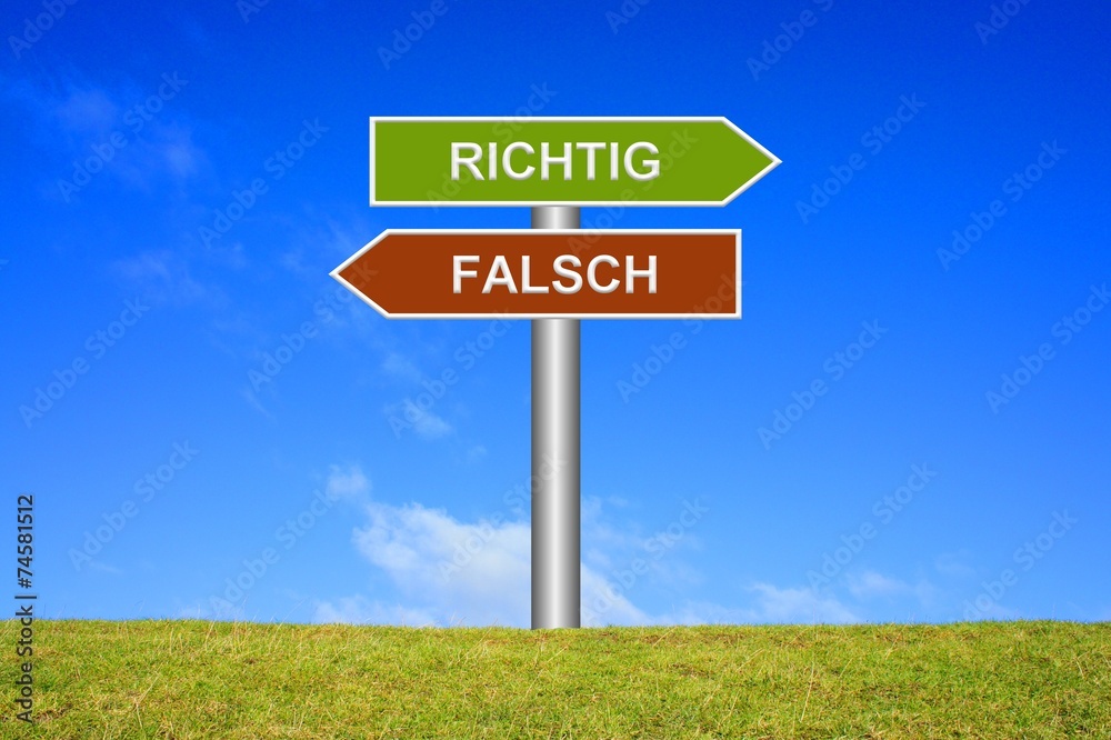 Schild Wegweiser: richtig falsch Stock Illustration | Adobe Stock