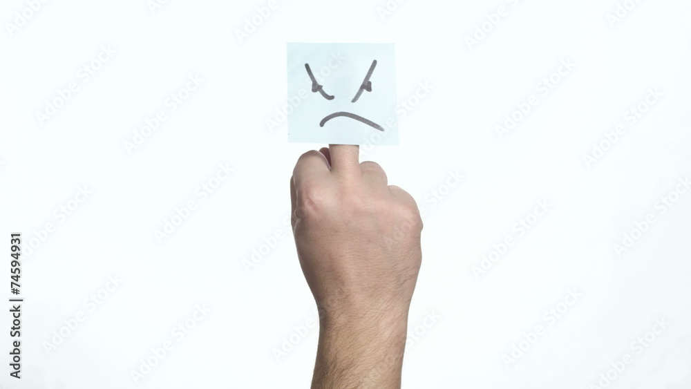 middle finger with a sticker angry face Stock Video | Adobe Stock