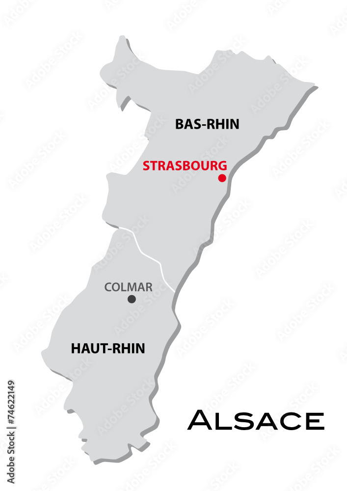 simple administrative map of Alsace Stock Vector | Adobe Stock
