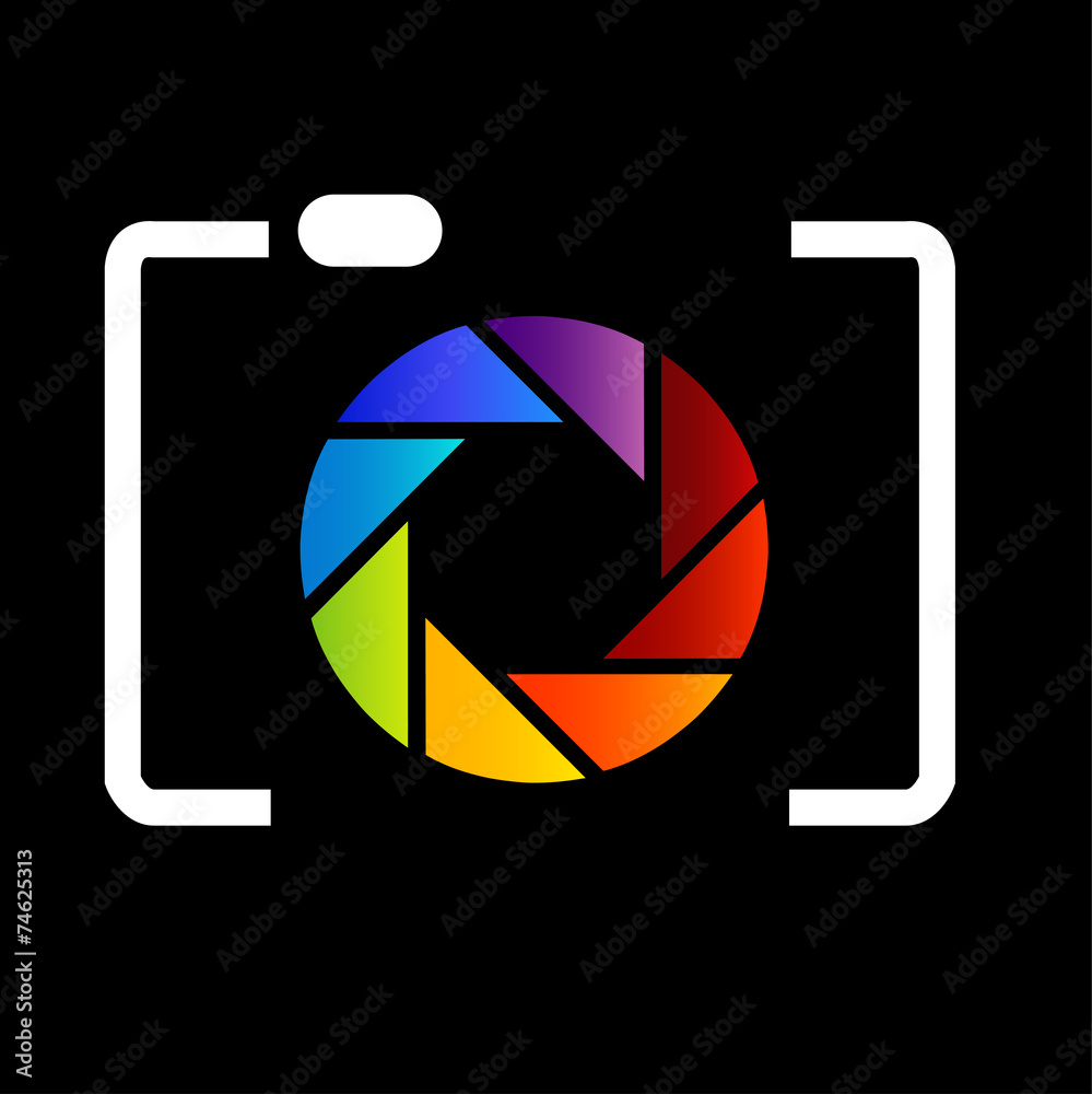 Camera with colorful aperture- photography logo Stock Vector | Adobe Stock