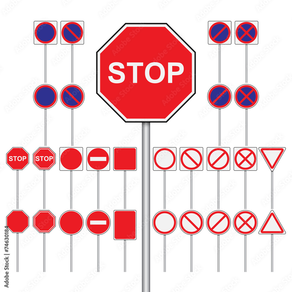 Vector set of blank road sign on isolated white background Stock Vector ...