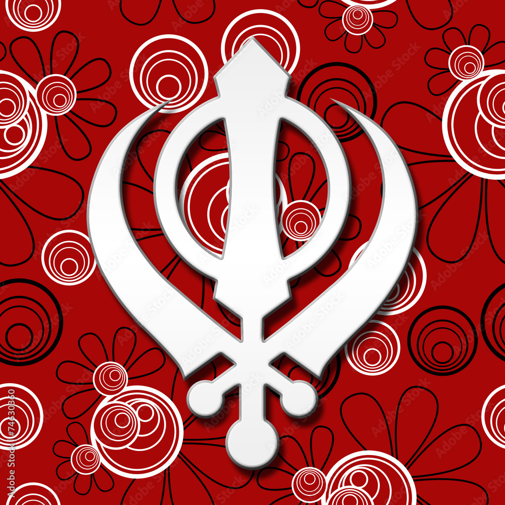 Sikh Symbol Red Black Floral Stock Illustration | Adobe Stock