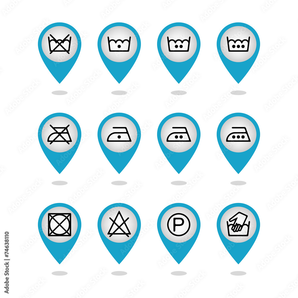 Set of instruction laundry icons, care icons, washing symbols Stock ...