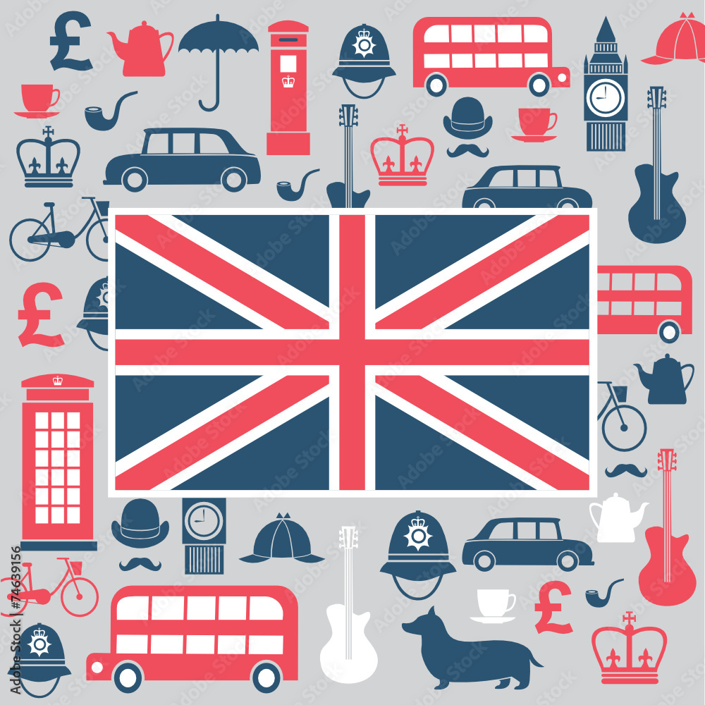 Graphic set of great britain symbols Stock Vector | Adobe Stock