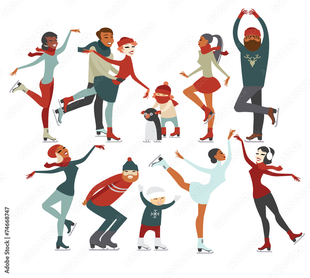 Figure skating people characters Stock Vector | Adobe Stock