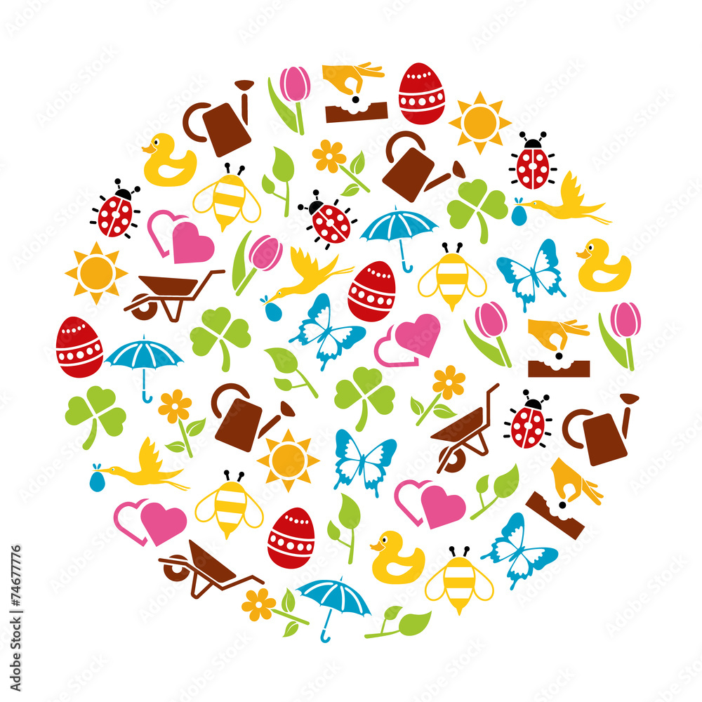spring icons in circle Stock Vector | Adobe Stock