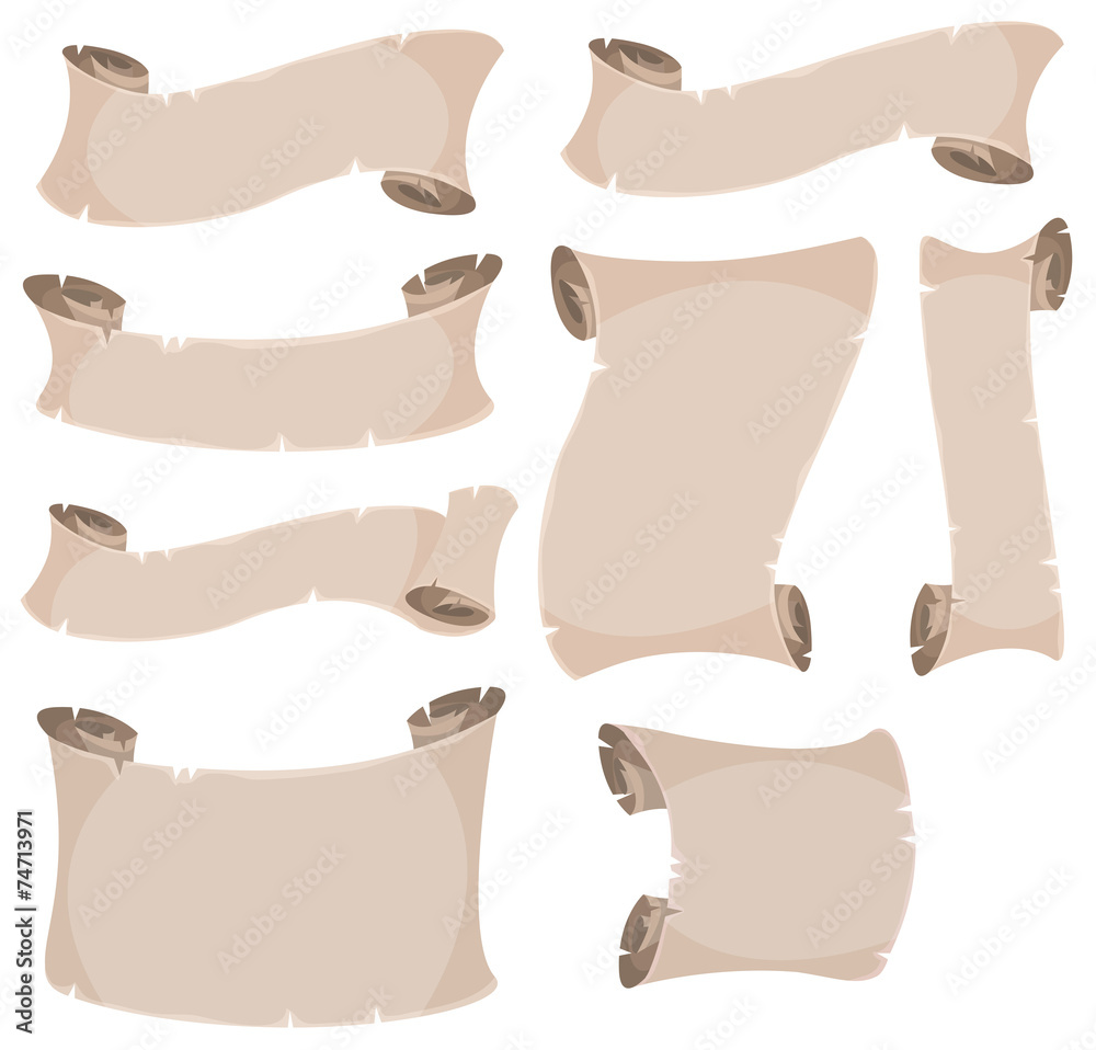 Parchment Scroll And Banners Set Stock Vector | Adobe Stock