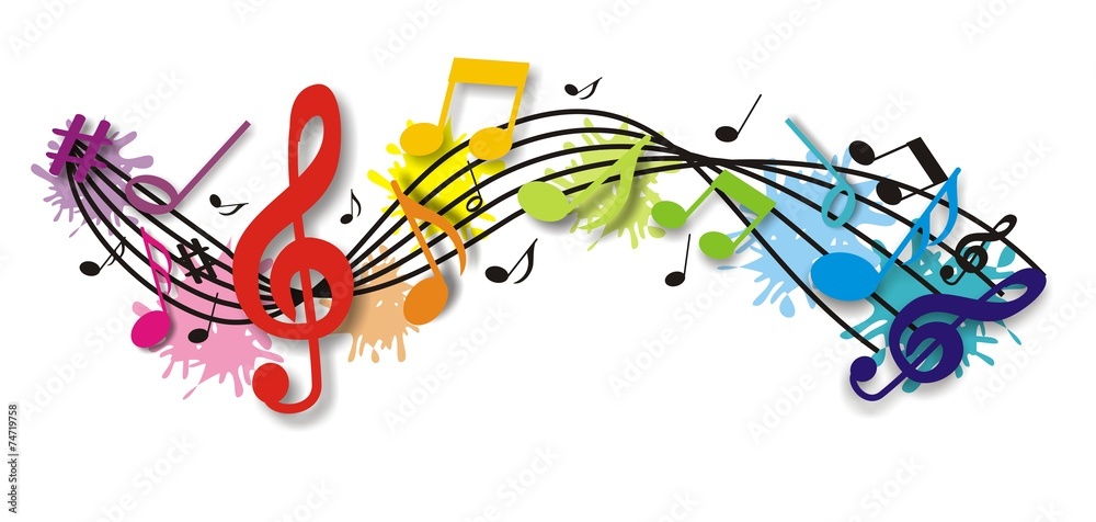 Hintergrund mit bunten Noten Stock-Vektorgrafik | Adobe Stock