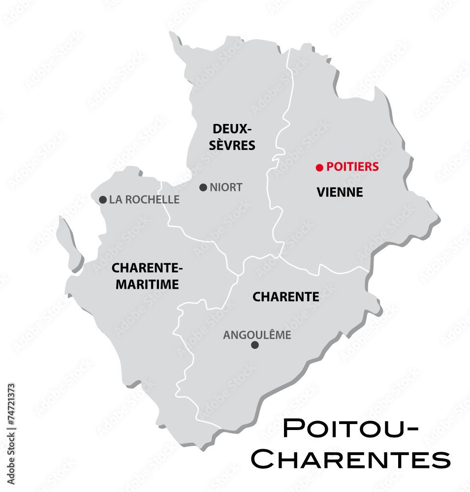 simple administrative map of poitou-charentes Stock Vector | Adobe Stock