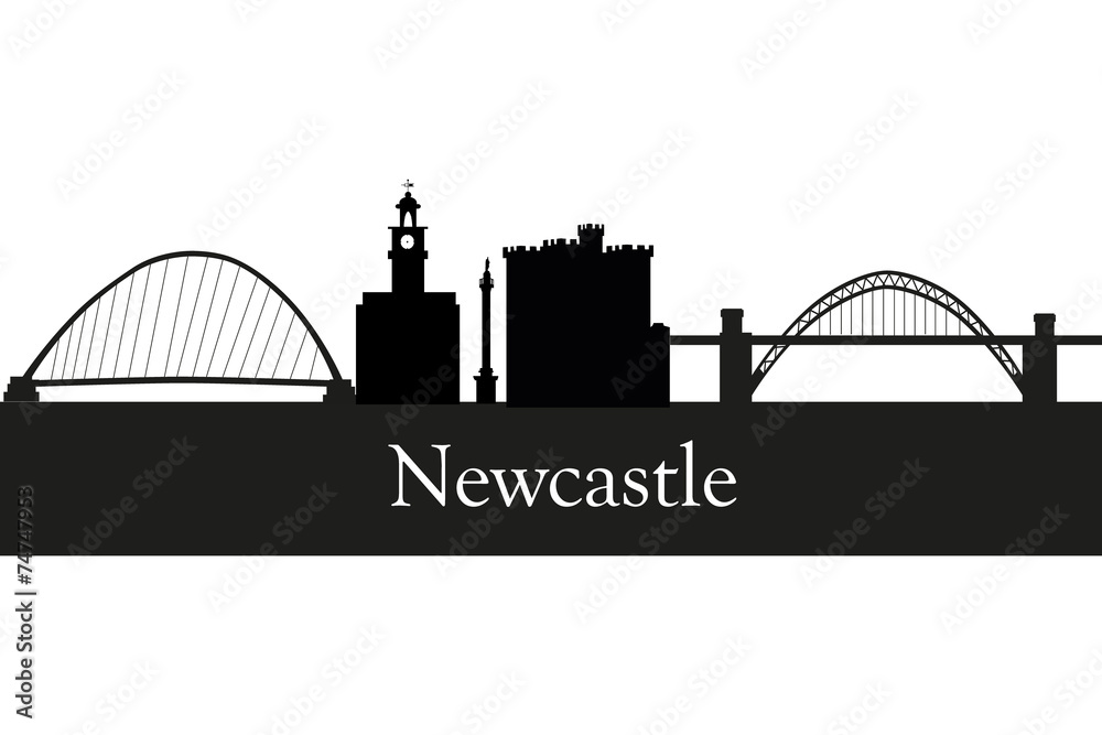 Newcastle in England city skyline silhouette vector illustration Stock ...