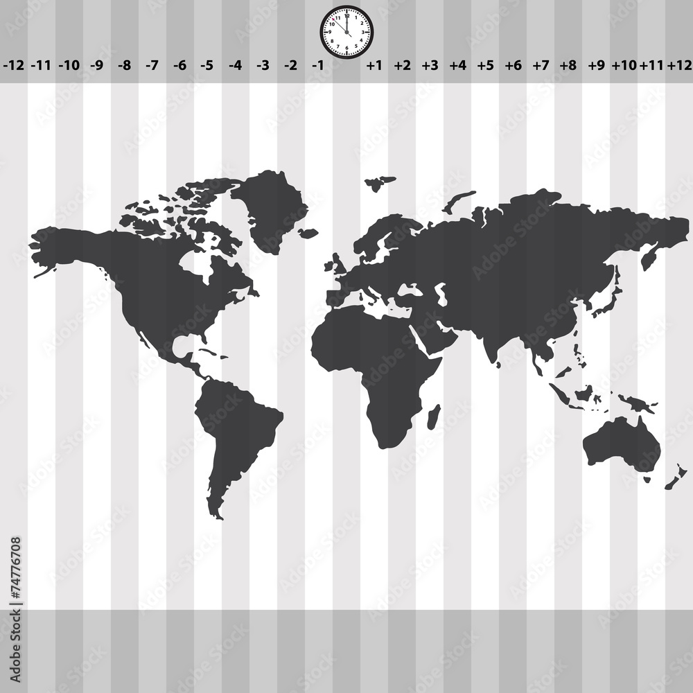 time zones world map with clock and stripes eps10 Stock Vector | Adobe ...