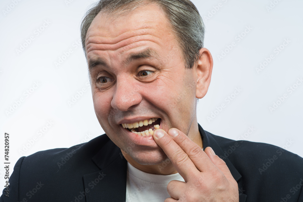 part of a man's face with a smiling toothless Stock Photo | Adobe Stock