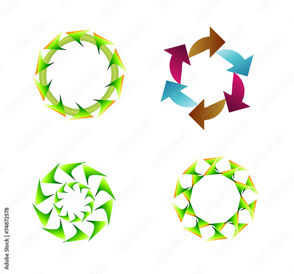 4 arrow rotation, loop, sign set Stock Vector | Adobe Stock