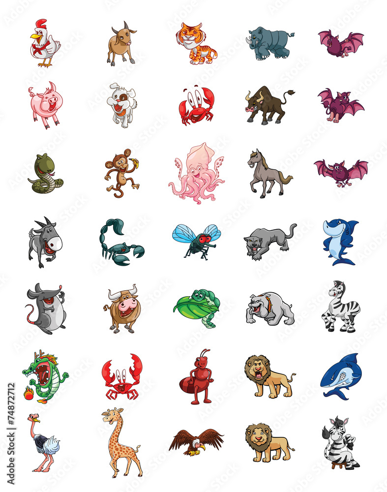 Mix Animals Big set mega pack Stock Vector | Adobe Stock