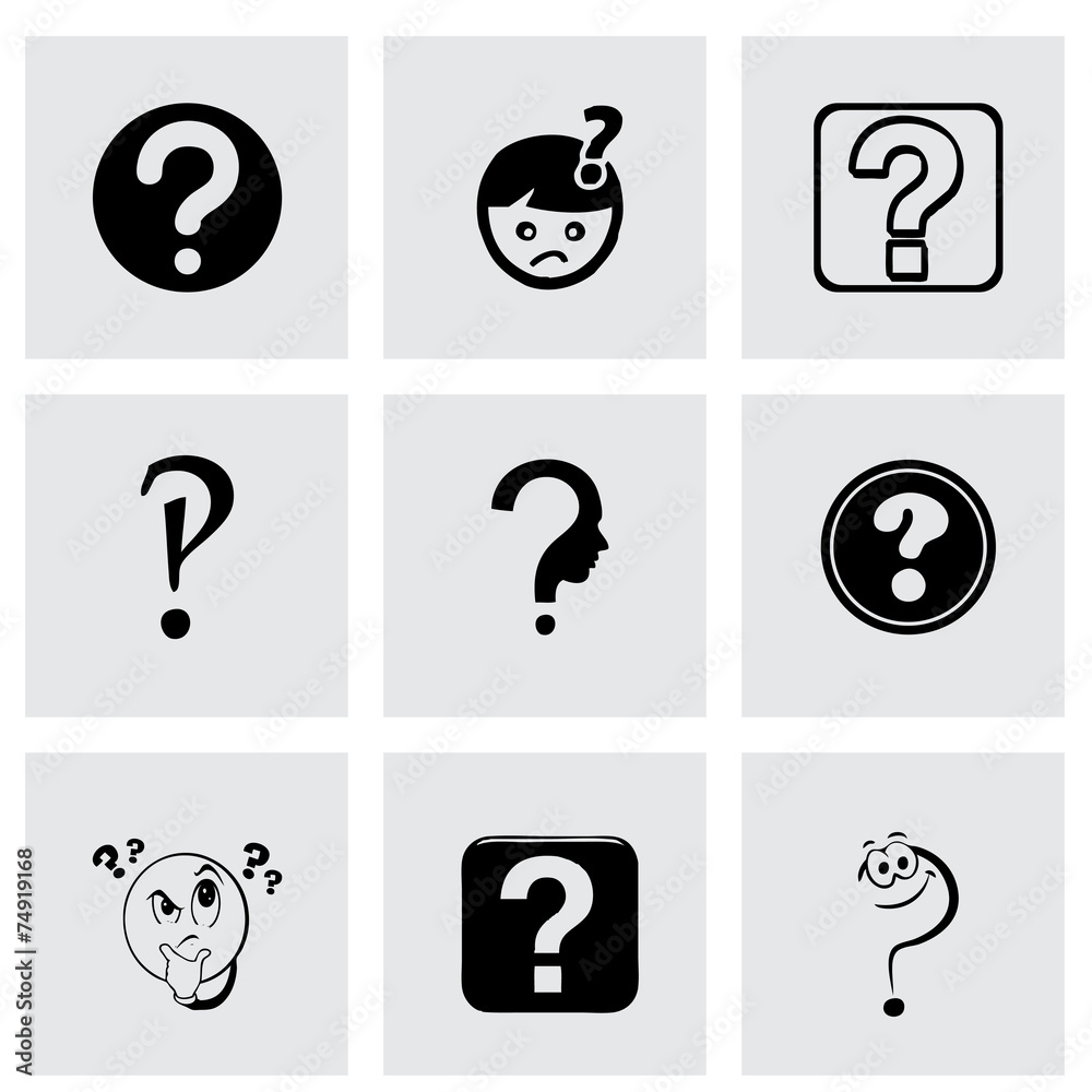 Vector black faq icon set Stock Vector | Adobe Stock