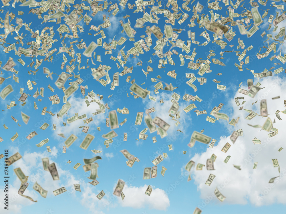 dollar bills flying Stock Photo | Adobe Stock