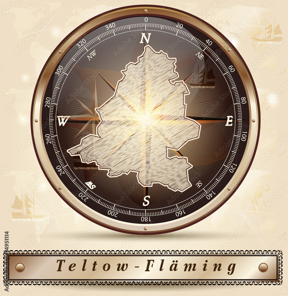 Karte von Teltow-Flaeming Stock Vector | Adobe Stock