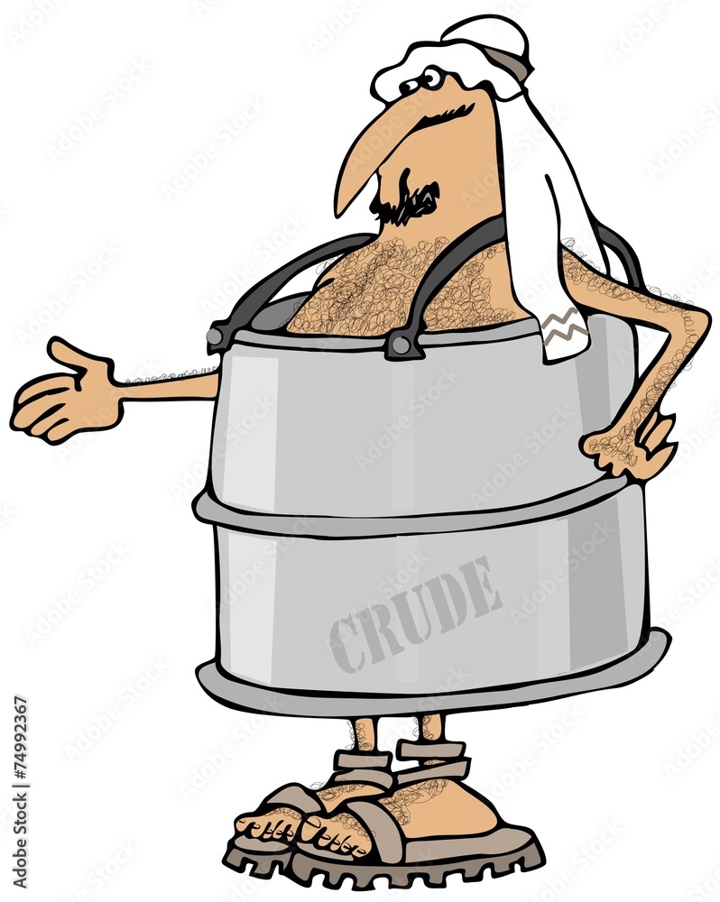 Poor Arab in a barrel Stock Illustration | Adobe Stock