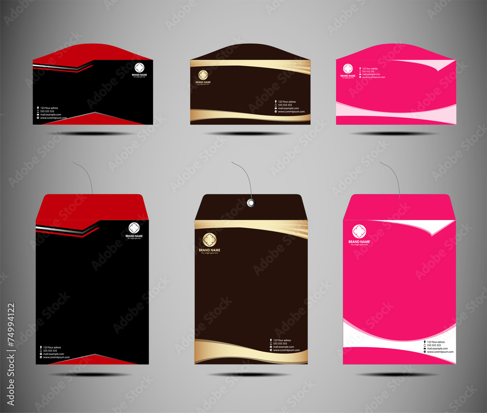 Vector set of envelopes template design Stock Vector | Adobe Stock