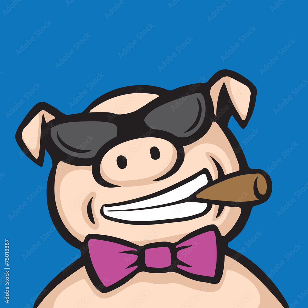 Cartoon pig boss with cigar Stock Vector | Adobe Stock