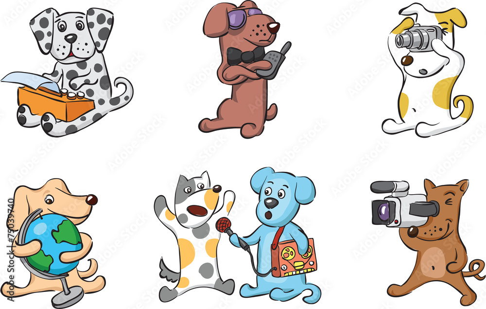 cartoon dogs characters Stock Vector | Adobe Stock