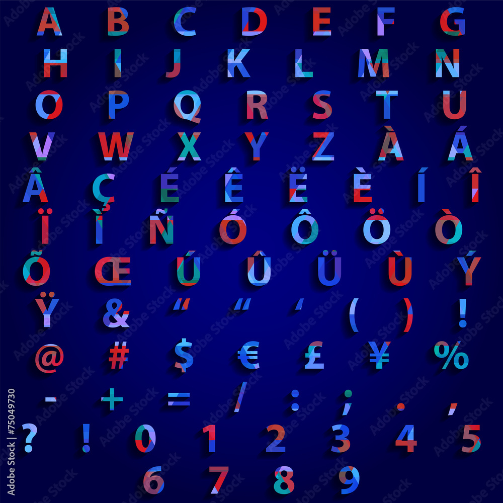 Complete Set Typography Triangle Vector Design Stock Vector | Adobe Stock