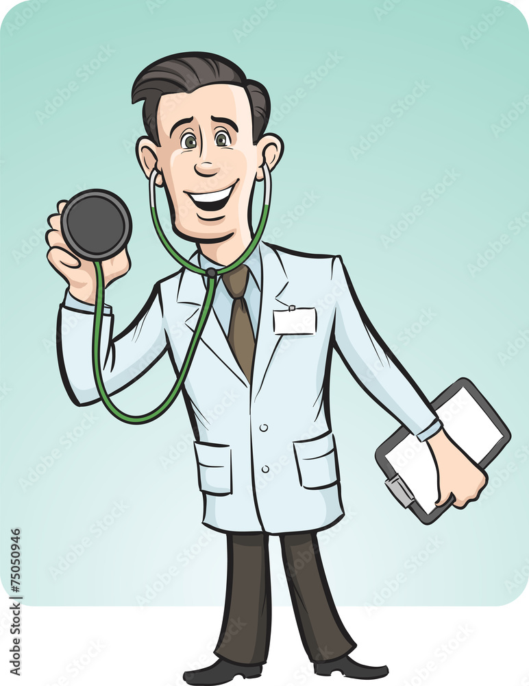 cartoon funny doctor with stethoscope Stock Vector | Adobe Stock