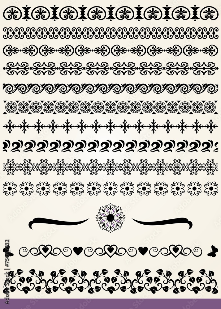 Collection of borders and dividers design elements Stock Vector | Adobe ...