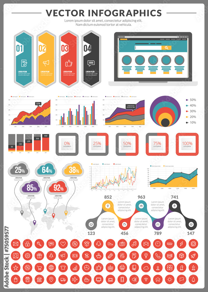 Big pack of vector infographics and design elements Stock Vector ...
