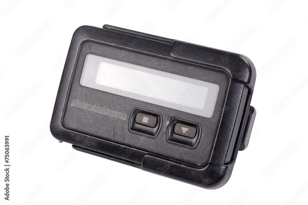 Wireless pager with a blank screen isolated on white background Stock ...