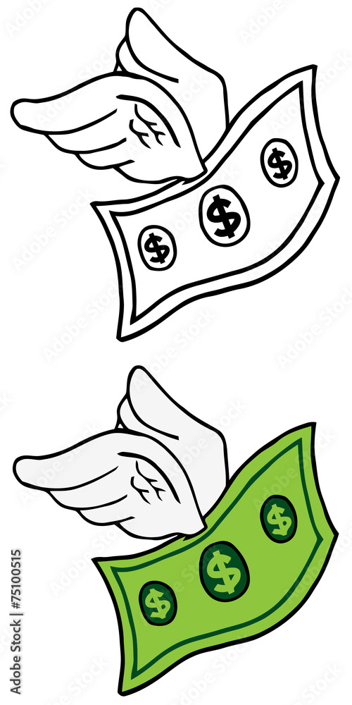 Cartoon Flying Dollar. Collection Set Stock Vector | Adobe Stock