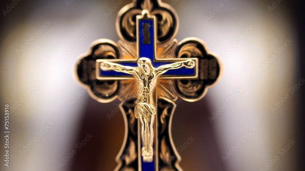 Gold Cross with Jesus Christ Stock Video | Adobe Stock