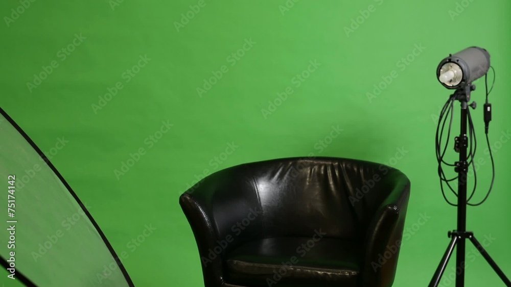 studio-chair and photographic equipment-green screen Stock Video ...