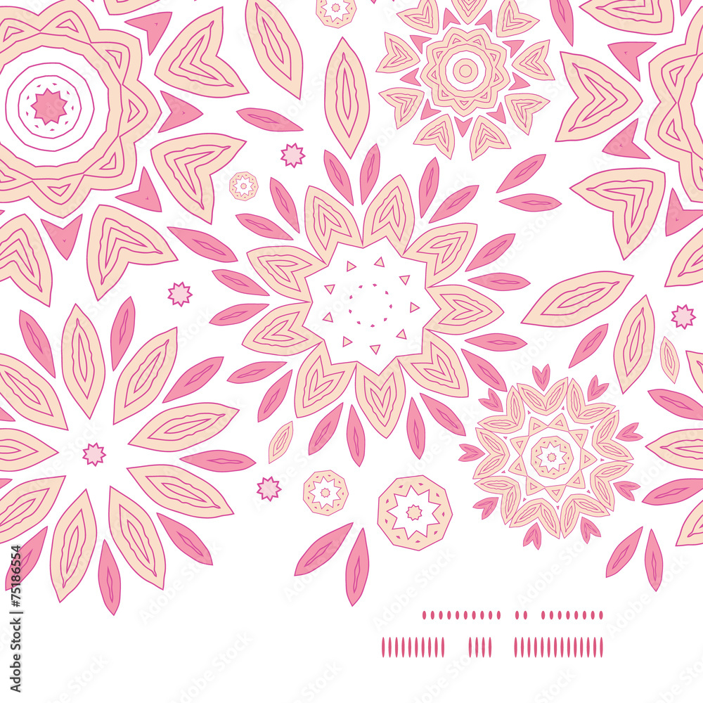 Vector pink abstract flowers horizontal frame seamless pattern Stock ...