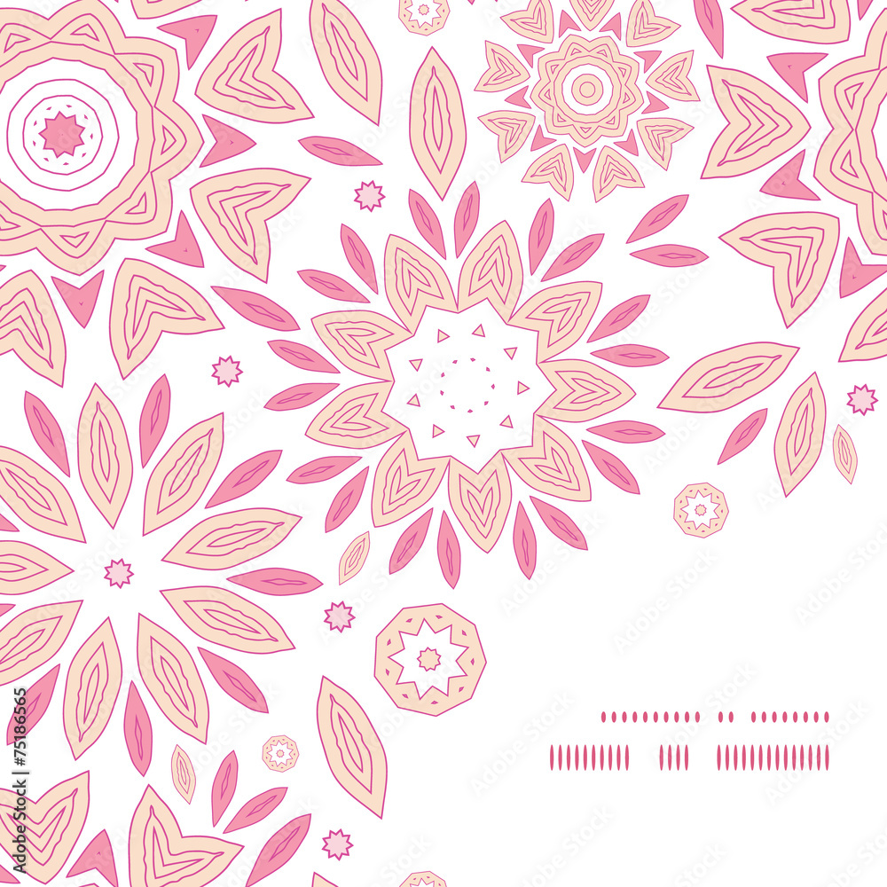 Vector pink abstract flowers frame corner pattern background Stock ...