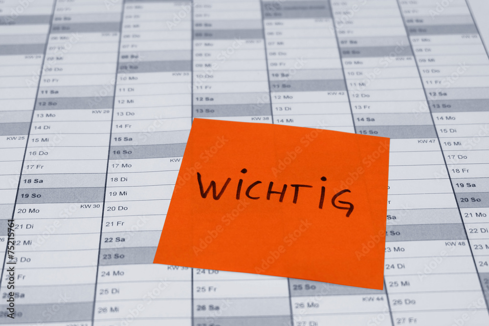 Terminkalender Büro Klebezettel Anmerkung wichtig Stock-Foto | Adobe Stock