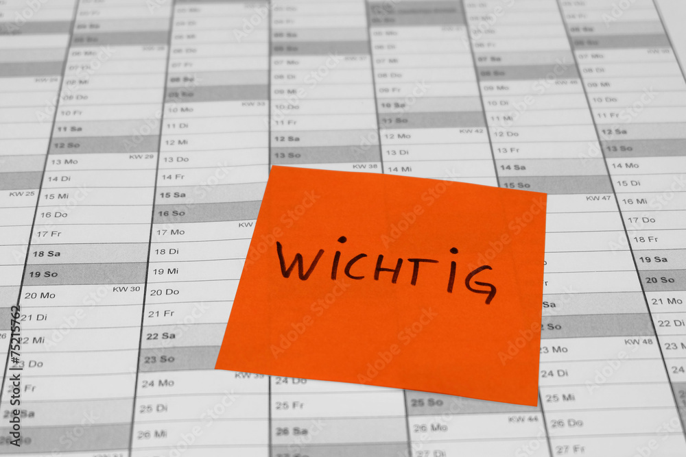 Fotografia do Stock: Terminkalender Büro Klebezettel Anmerkung wichtig ...