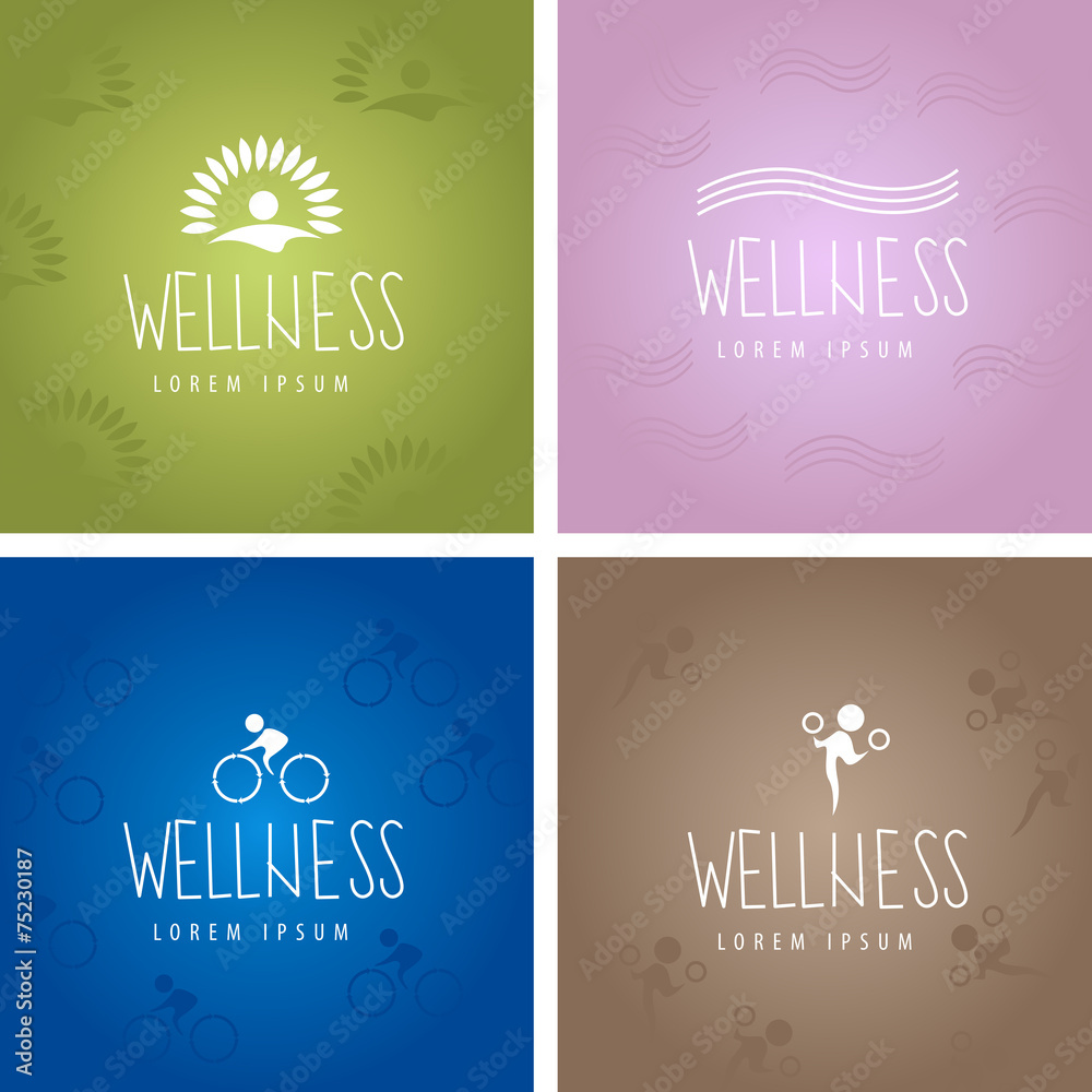 Wellness Icons And Backgrounds Set - Vector Illustration, Graphic ...