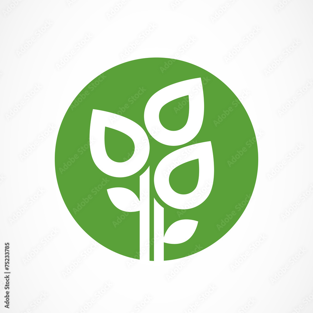 Green plant in circle vector logo template. Abstract design conc Stock ...