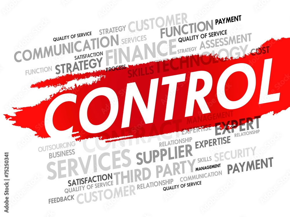 Word cloud of CONTROL related items, presentation background Stock ...