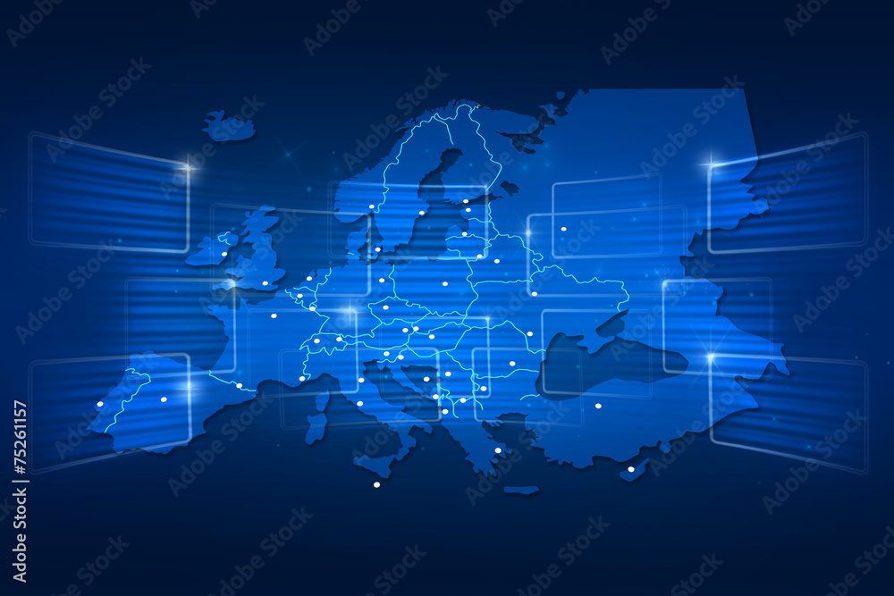 Europe Map World map News Communication blue Stock Illustration | Adobe ...