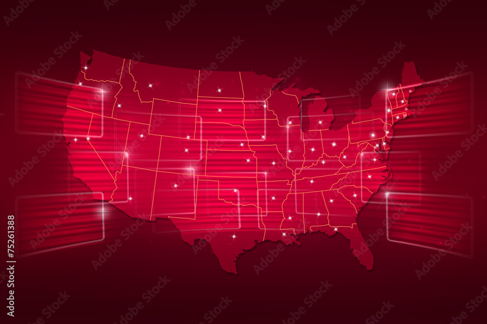 USA Map World map News Communication red Stock Illustration | Adobe Stock