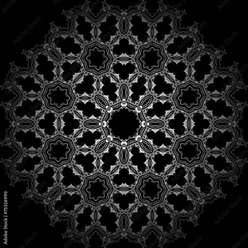 Art Seamless Symmetric Pattern On Black Background Vector Stock Vector ...