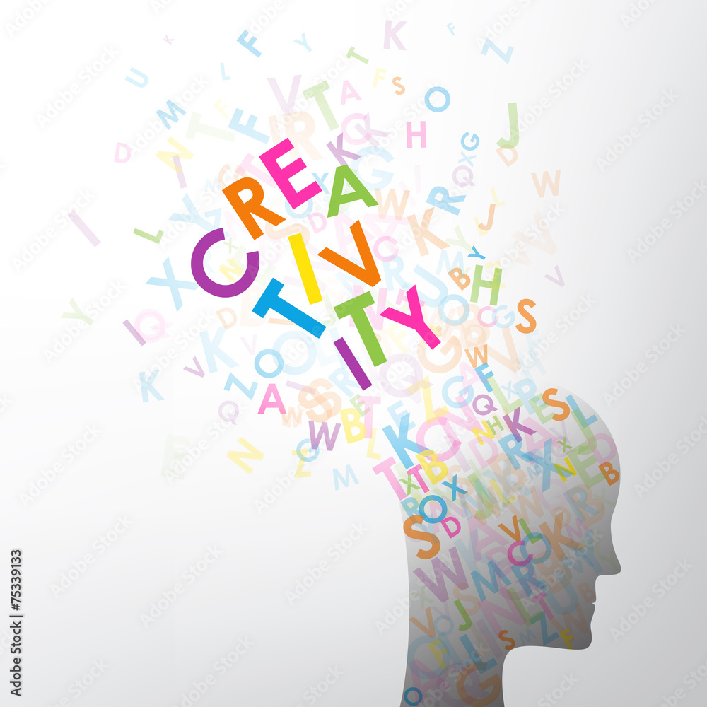 “CREATIVITY” Letters exploding out of Head Silhouette Stock Vector ...