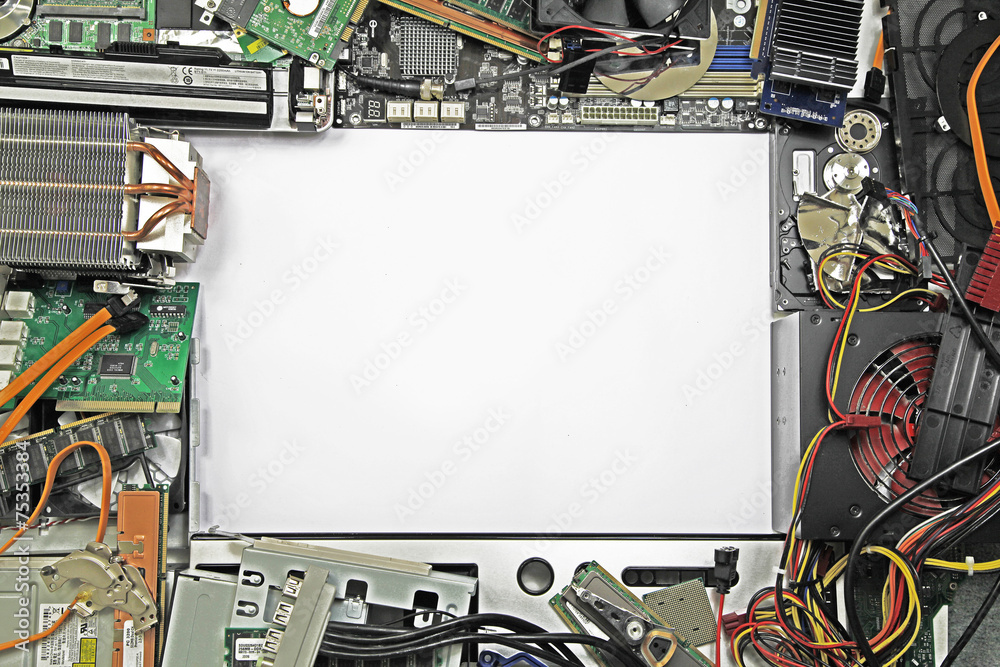 computer bits with white center Stock Photo | Adobe Stock